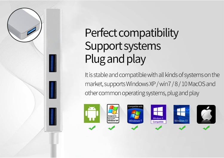 Super Slim USB Type-A 4 Port USB 3.0 Hub – MTS-A34M – Light & Easy to ...