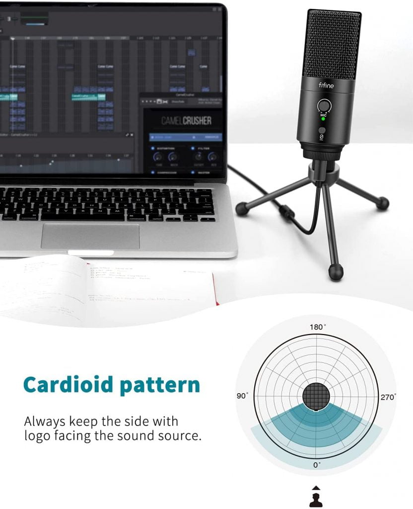 FIFINE K683A USB Mic with Pop Filter, Volume Dial, Mute Button ...